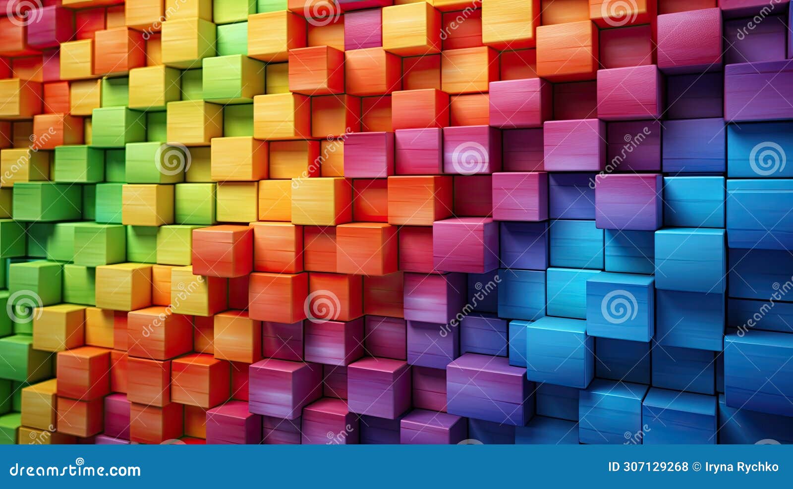 Rainbow Wooden Blocks Background Stock Illustration - Illustration of ...