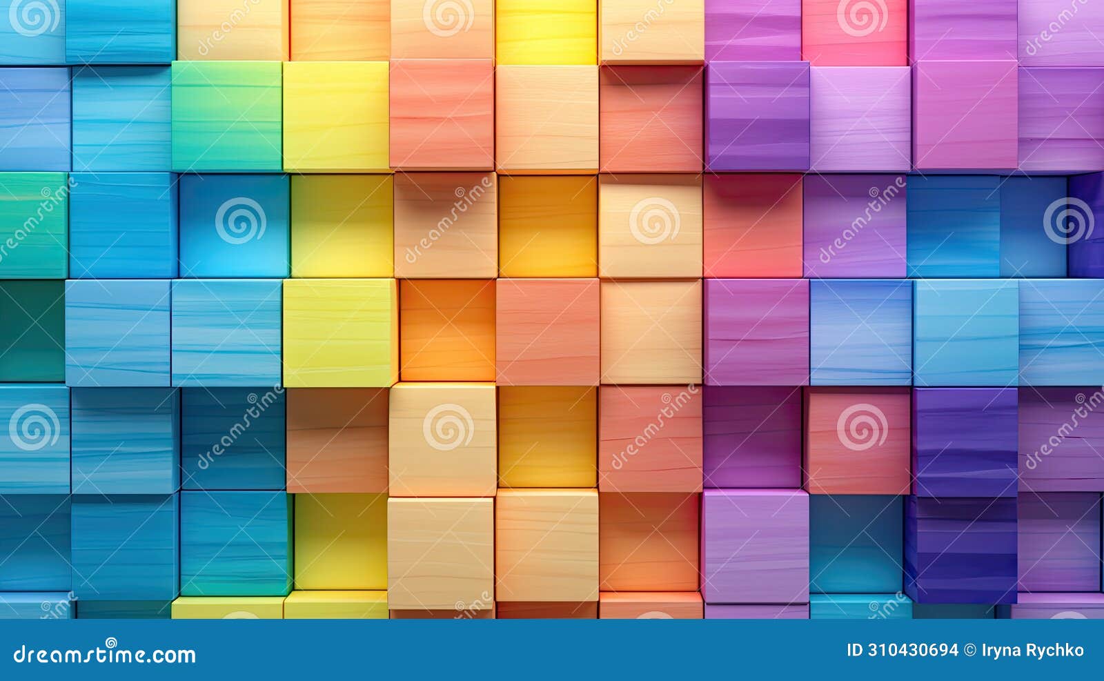 Rainbow Wooden Blocks Background Stock Photo - Image of structure ...