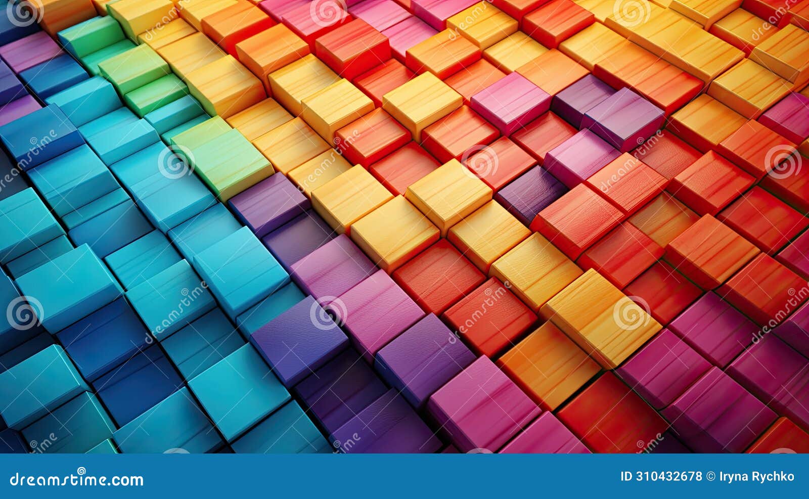 Rainbow Wooden Blocks Background Stock Illustration - Illustration of ...