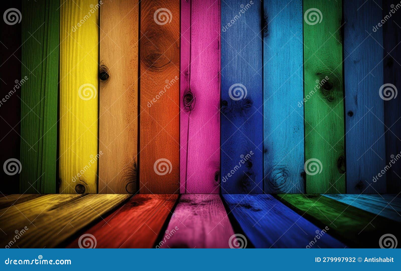 Rainbow Wooden Planks Background Stock Illustration - Illustration of ...