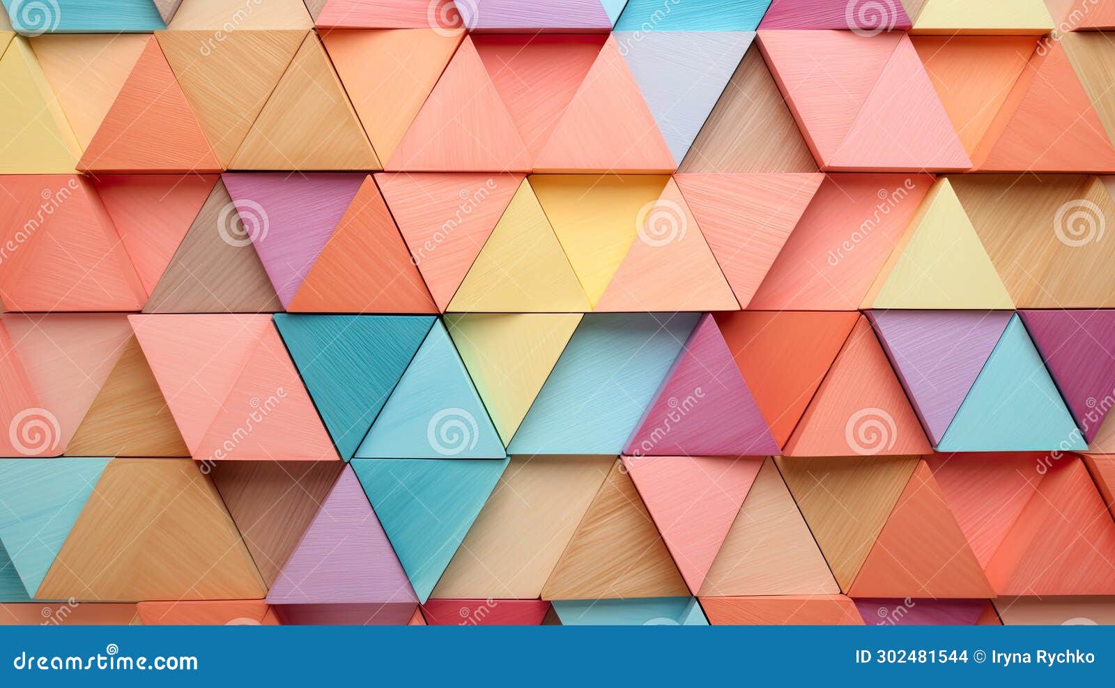 Rainbow Wooden Triangles Background Stock Illustration - Illustration ...