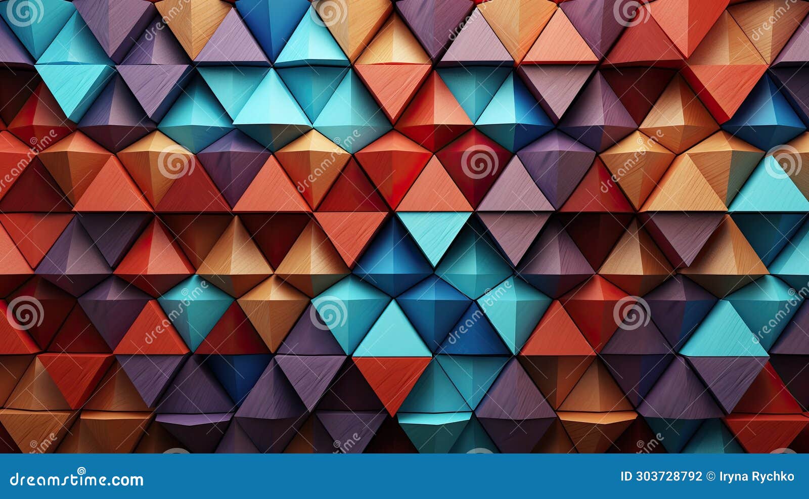 Rainbow Wooden Triangles Background Stock Illustration - Illustration ...
