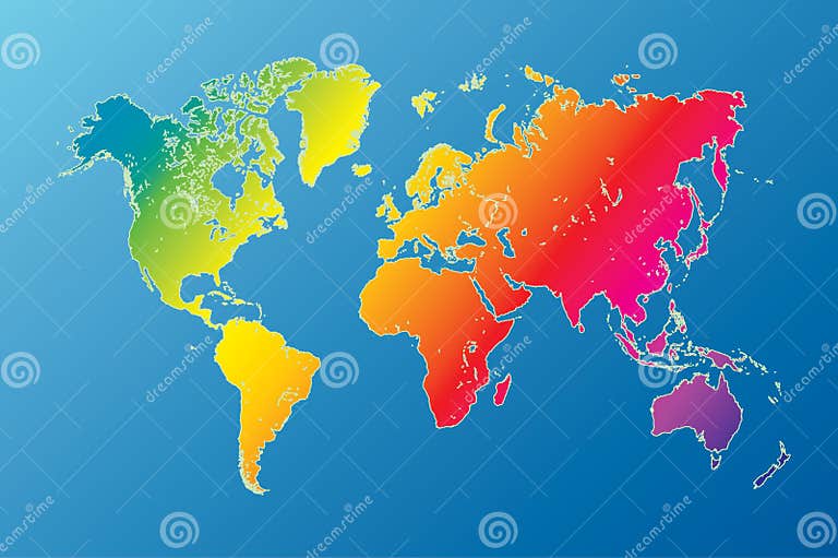 Rainbow World Map Highly Detailed Vector Stock Vector - Illustration of ...