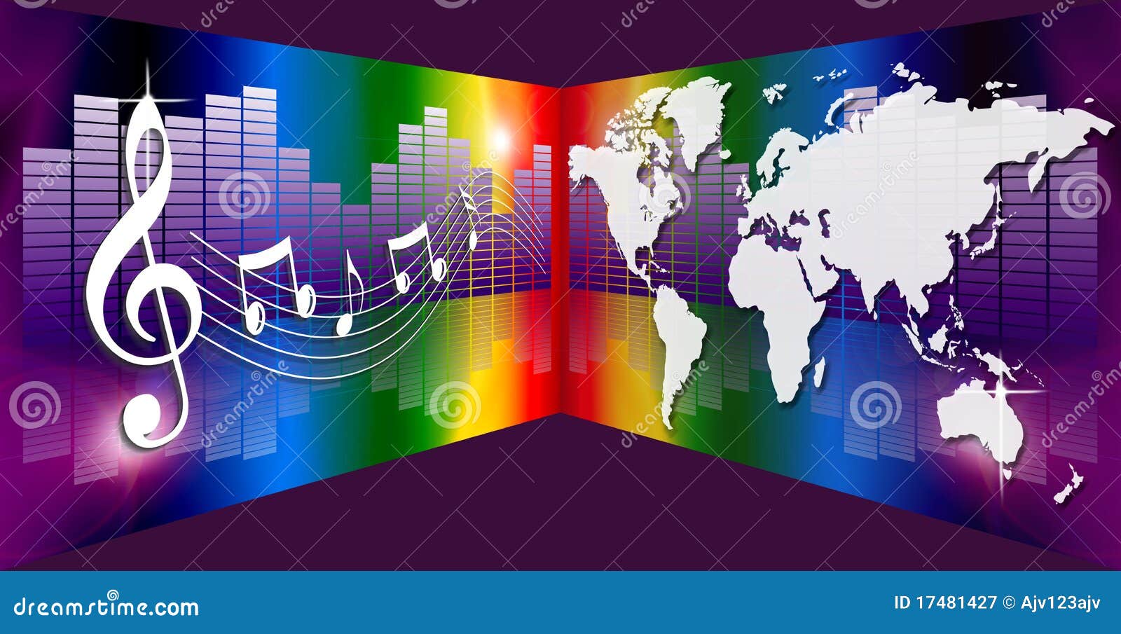 Rainbow World Music stock illustration. Illustration of beauty - 17481427