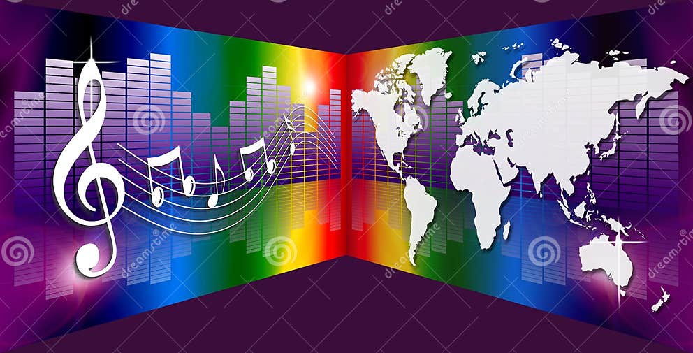 Rainbow World Music stock illustration. Illustration of beauty - 17481427