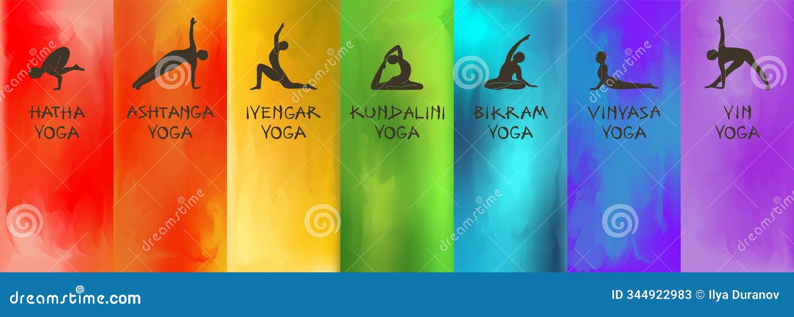 7 Yoga Styles Rainbow Set Vector Illustration | CartoonDealer.com ...