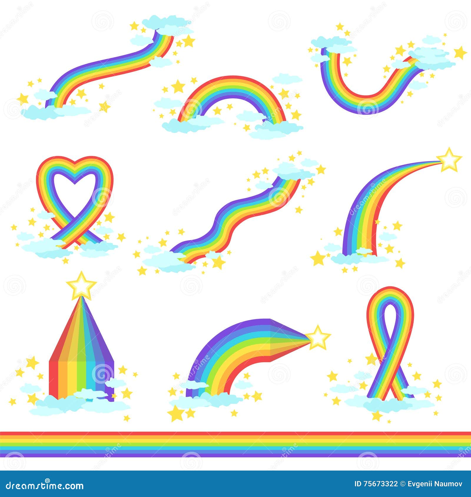 Rainbows In Different Shape Realistic Set. Perfect Set Isolated On ...