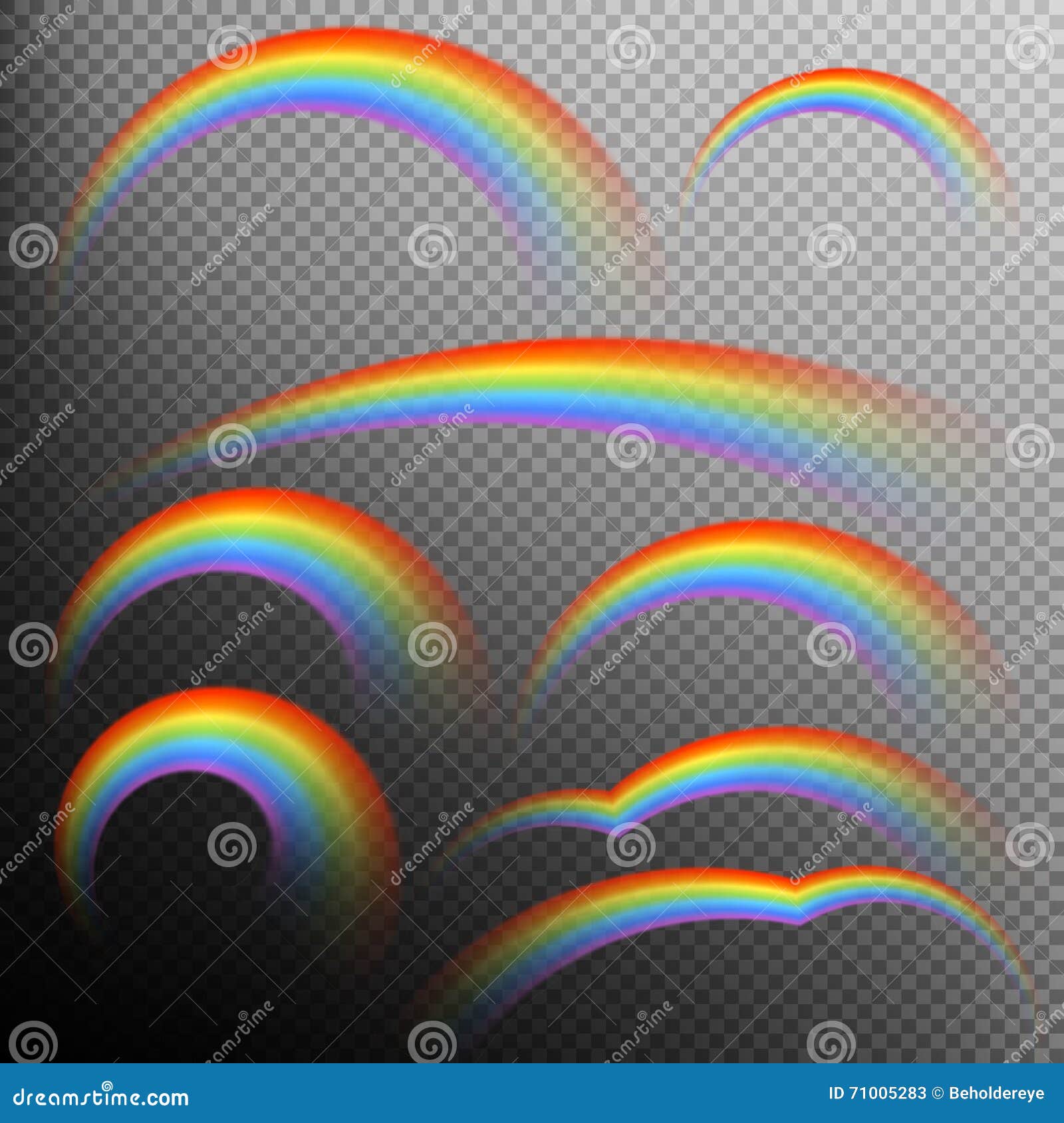 Rainbows in Different Shape Realistic Set. EPS 10 Stock Vector ...