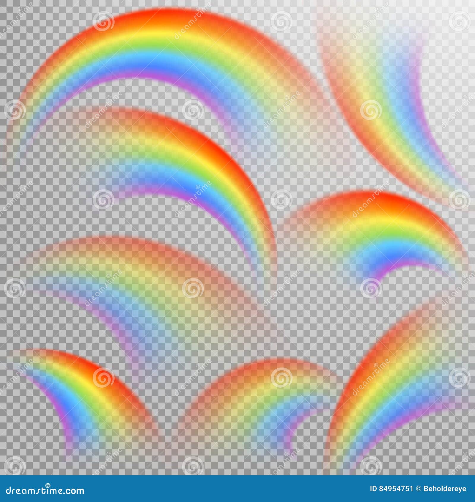 Rainbows Of Different Fantastic Shape Set Of Icons Vector Illustration ...