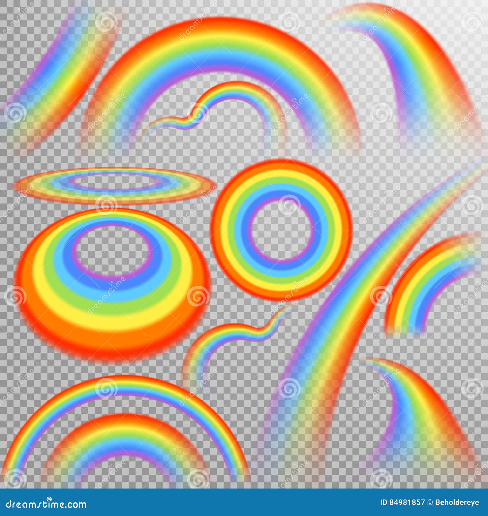 Rainbows in Different Shape Realistic Set. EPS 10 Stock Vector ...