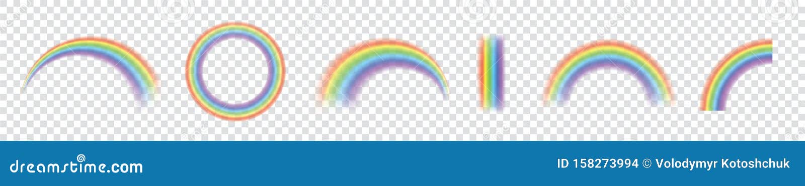 Rainbows In Different Shape Realistic Set. Perfect Set Isolated On ...