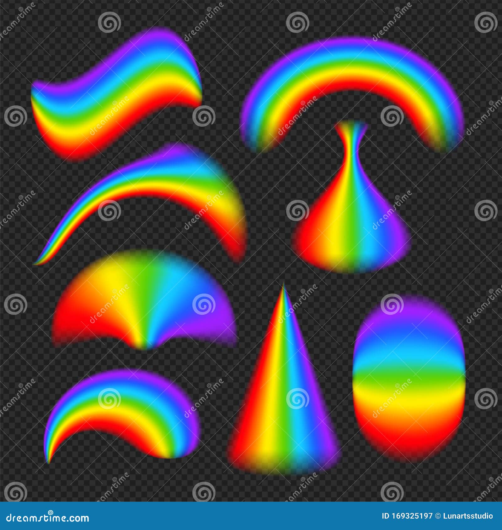 Rainbows in Different Shape Realistic Set on Transparent Background ...