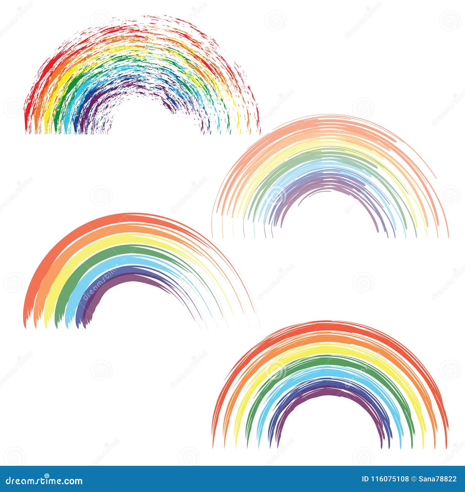 Rainbows in Different Shape Realistic Set on Transparent Background ...