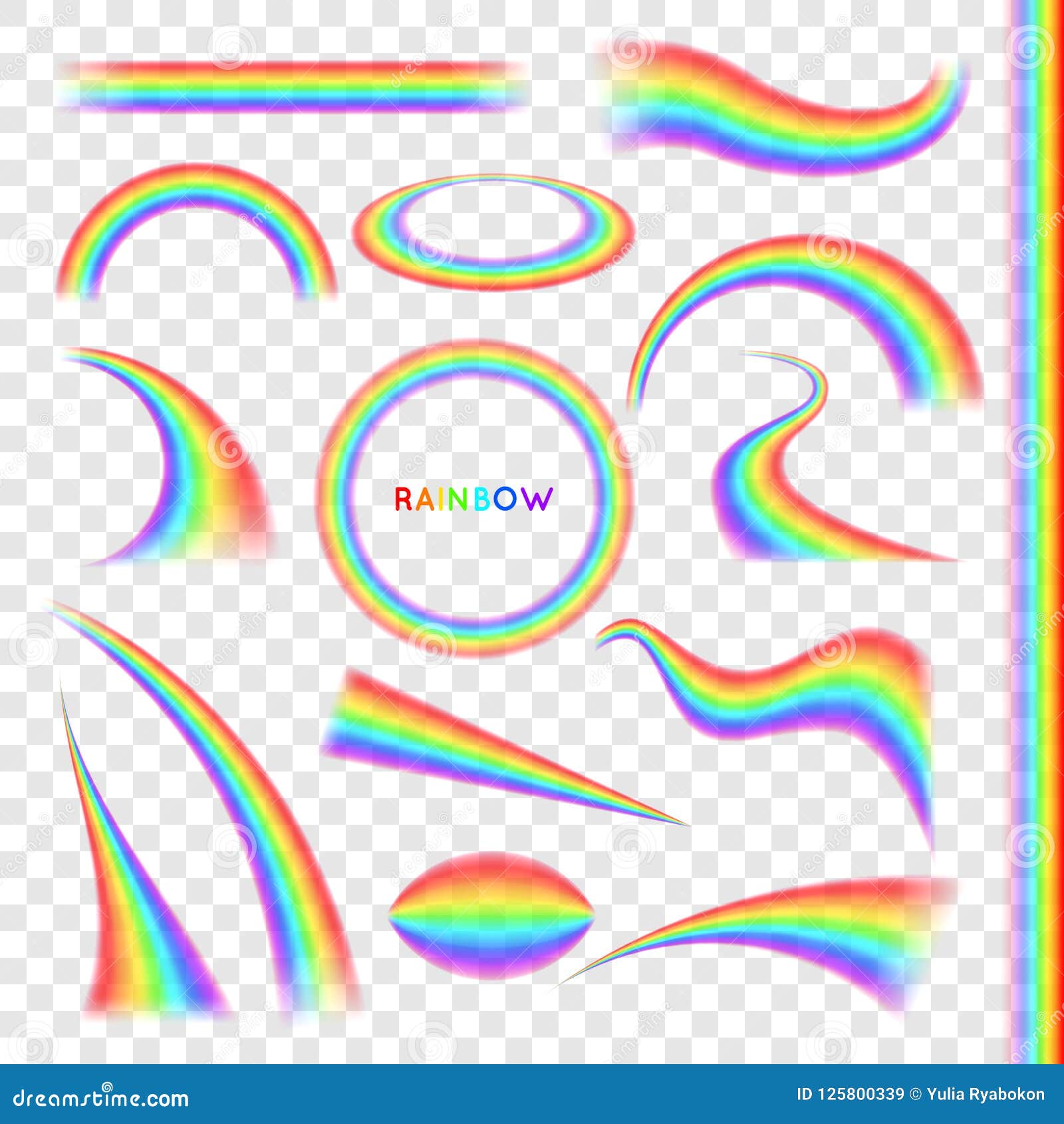 Rainbows In Different Shape Realistic Set On Transparent. Vector Stock ...