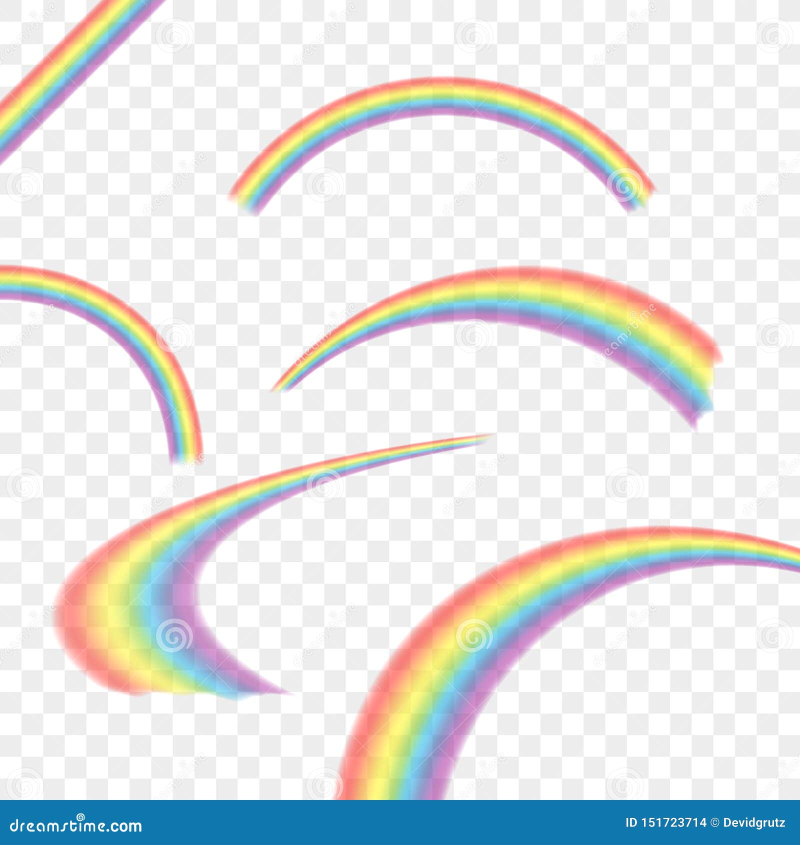 Rainbows in Different Shape Realistic Set on Transparent. Vector Stock ...
