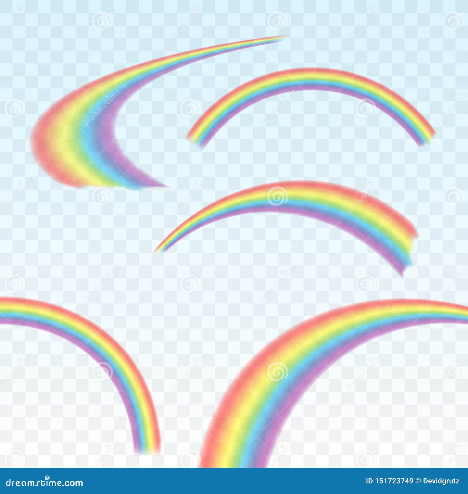 Rainbows in Different Shape Realistic Set on Transparent. Vector Stock ...