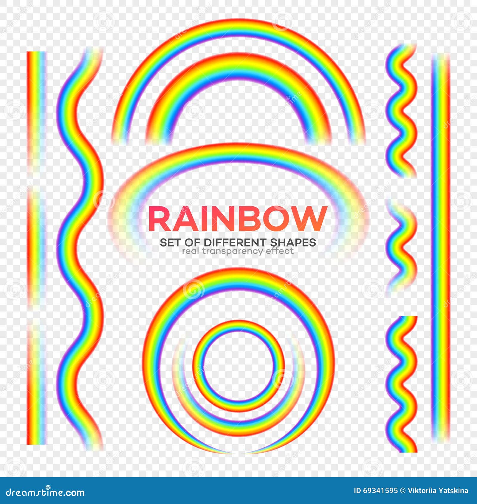 Rainbows In Different Shape Realistic Set On Transparent. Vector Stock ...