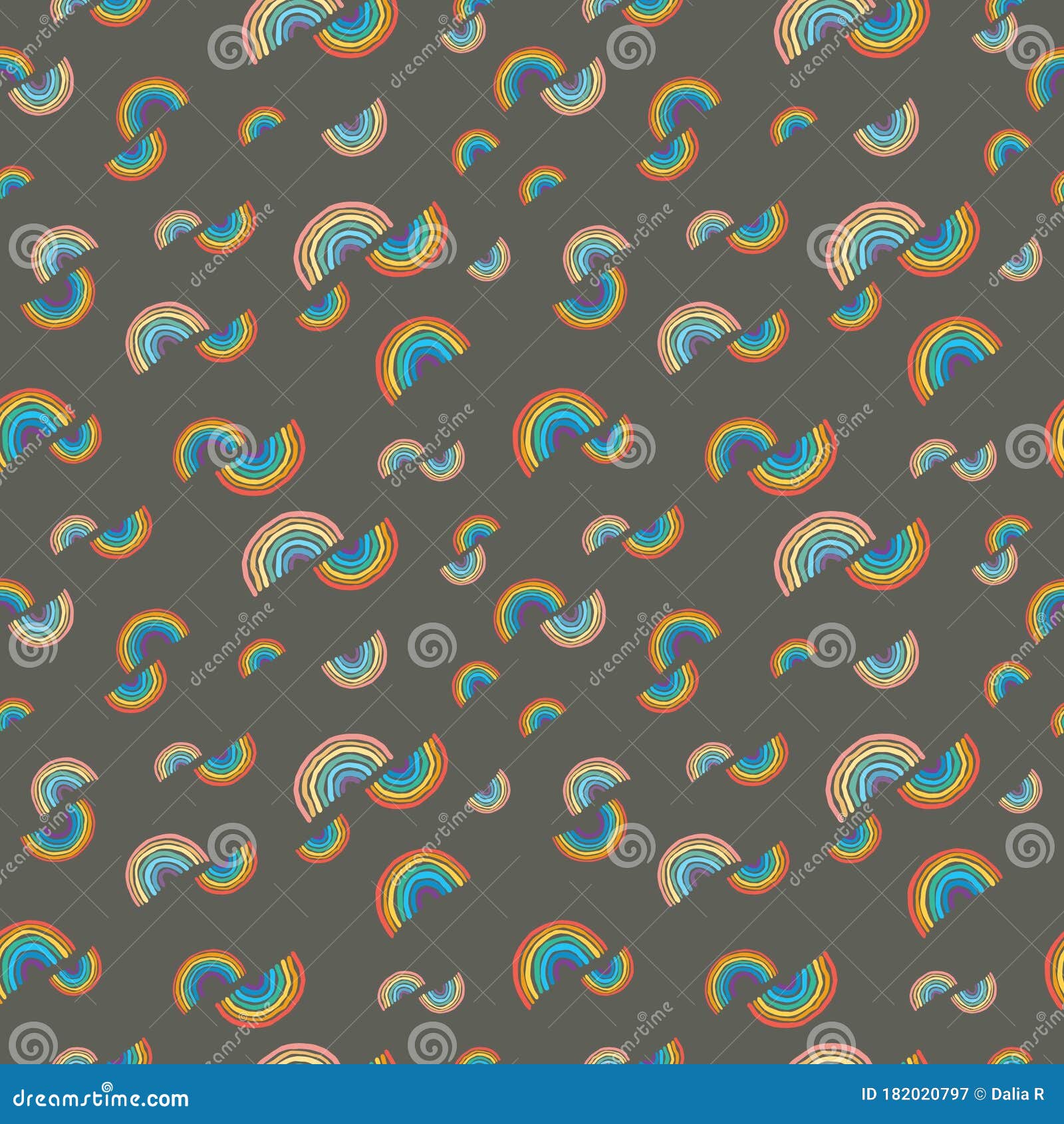 Rainbows Pattern on Dark Background. Stock Vector - Illustration of ...