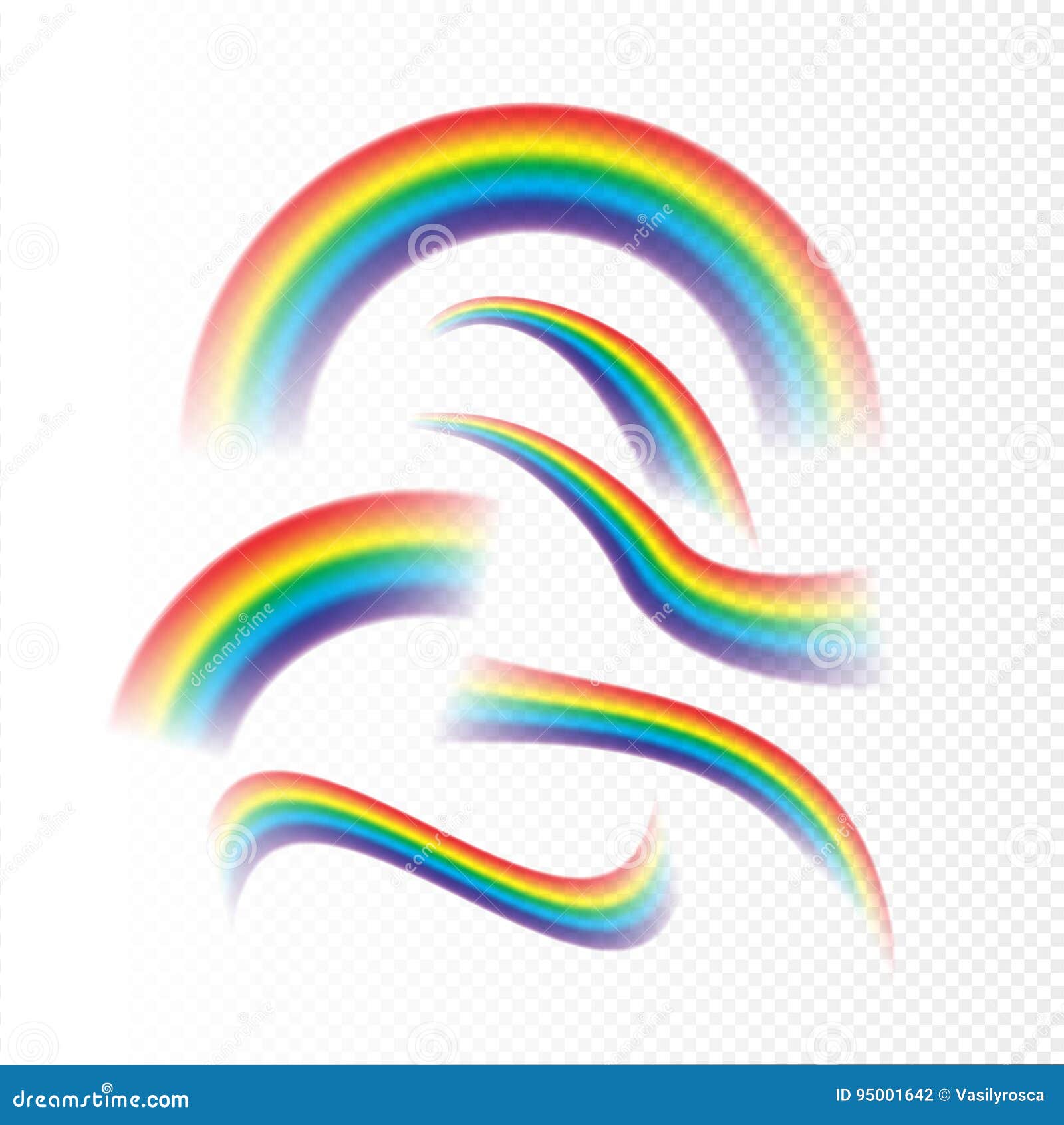 Rainbows Set Different Shape Realistic on Transparent Background ...