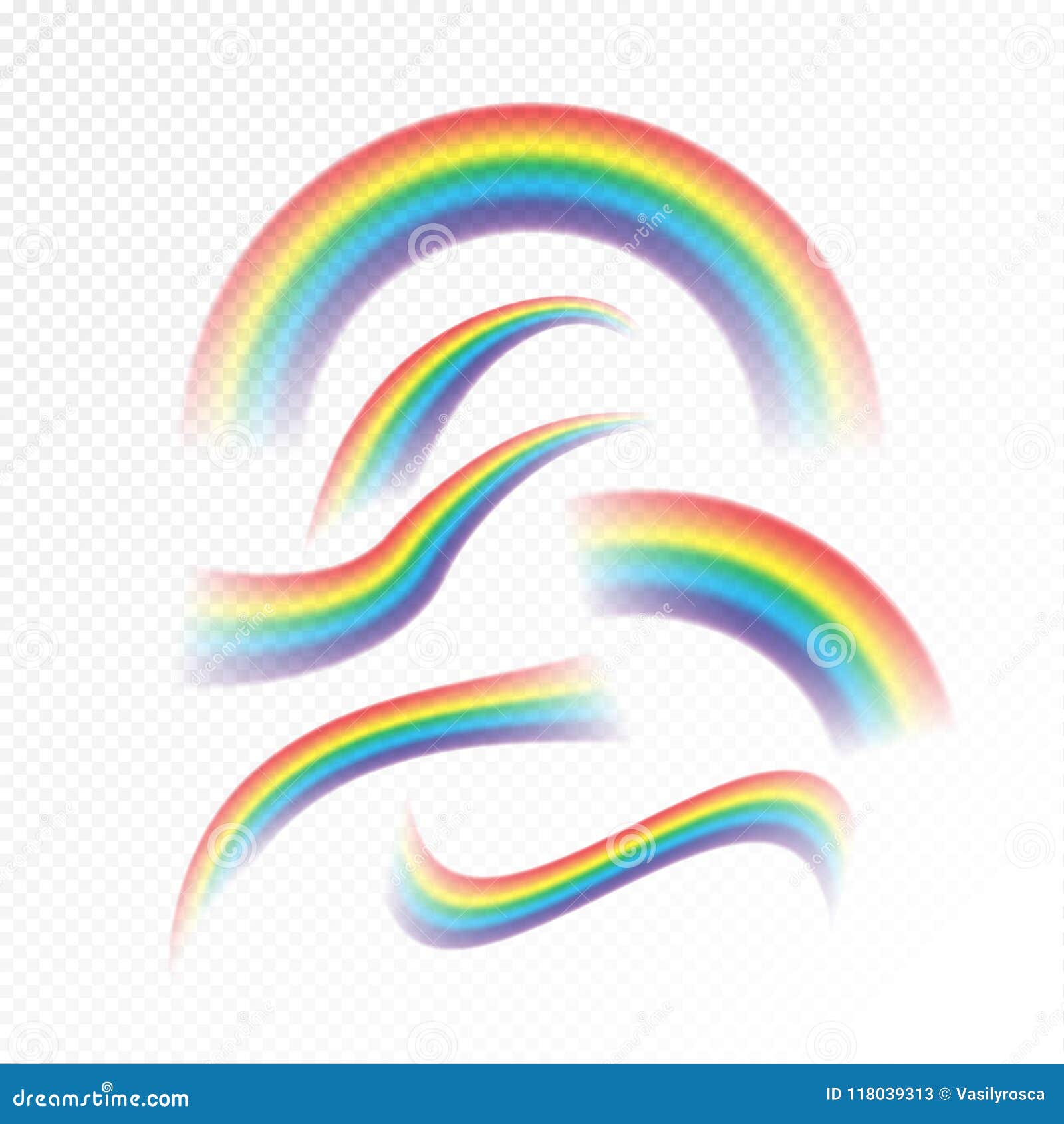 Rainbows Set Different Shape Realistic On Transparent Background ...