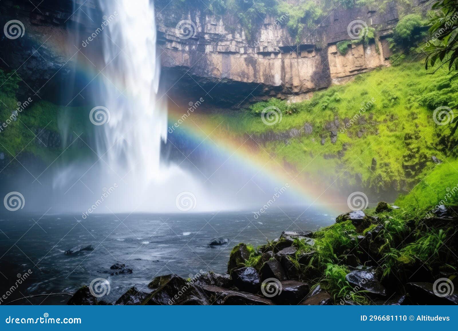 Rainbows Visible during the Mist of a Waterfall Stock Photo - Image of ...