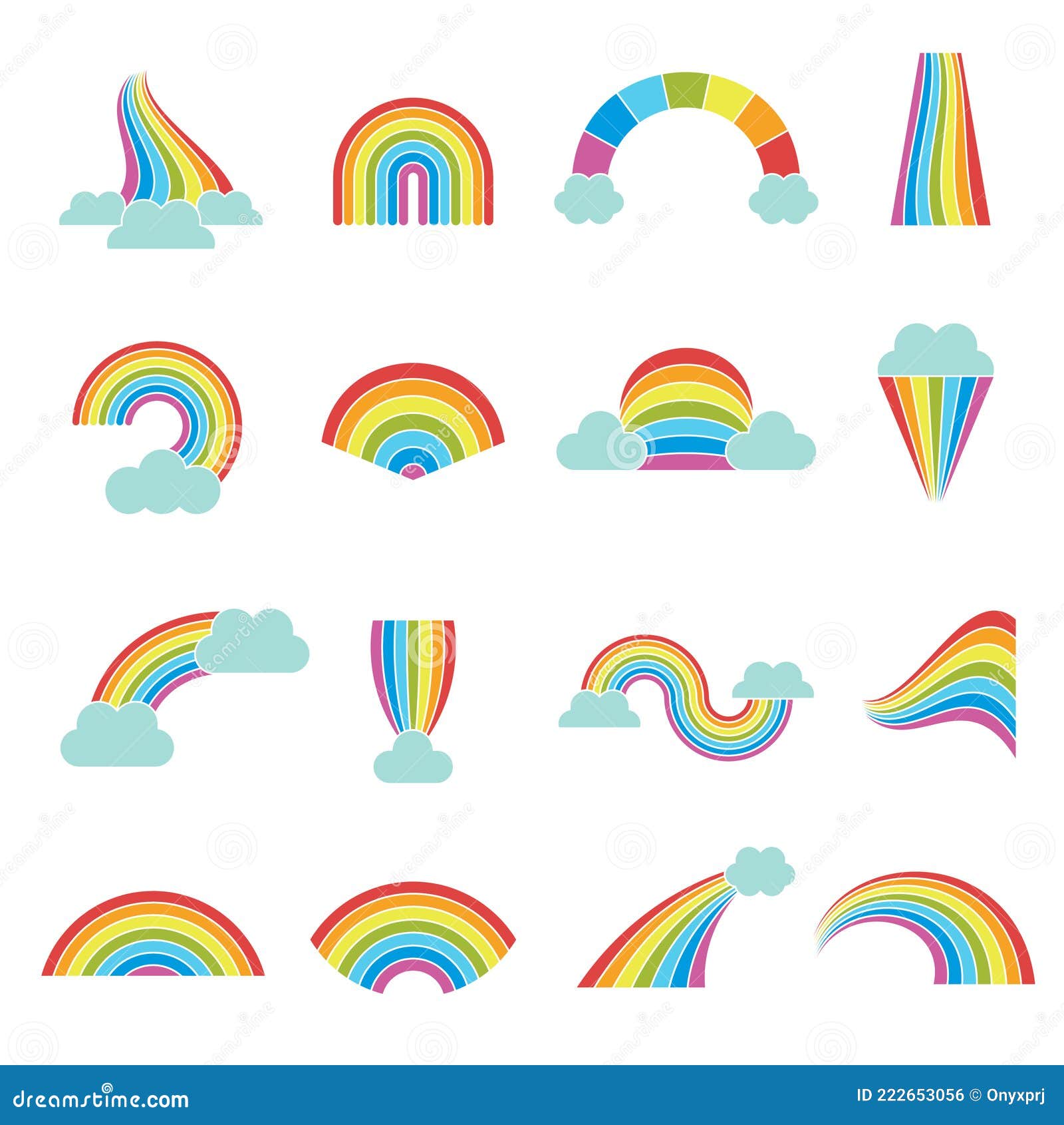 Rainbows. Weather Colored Glossy Shine Curves Round Elements Recent ...