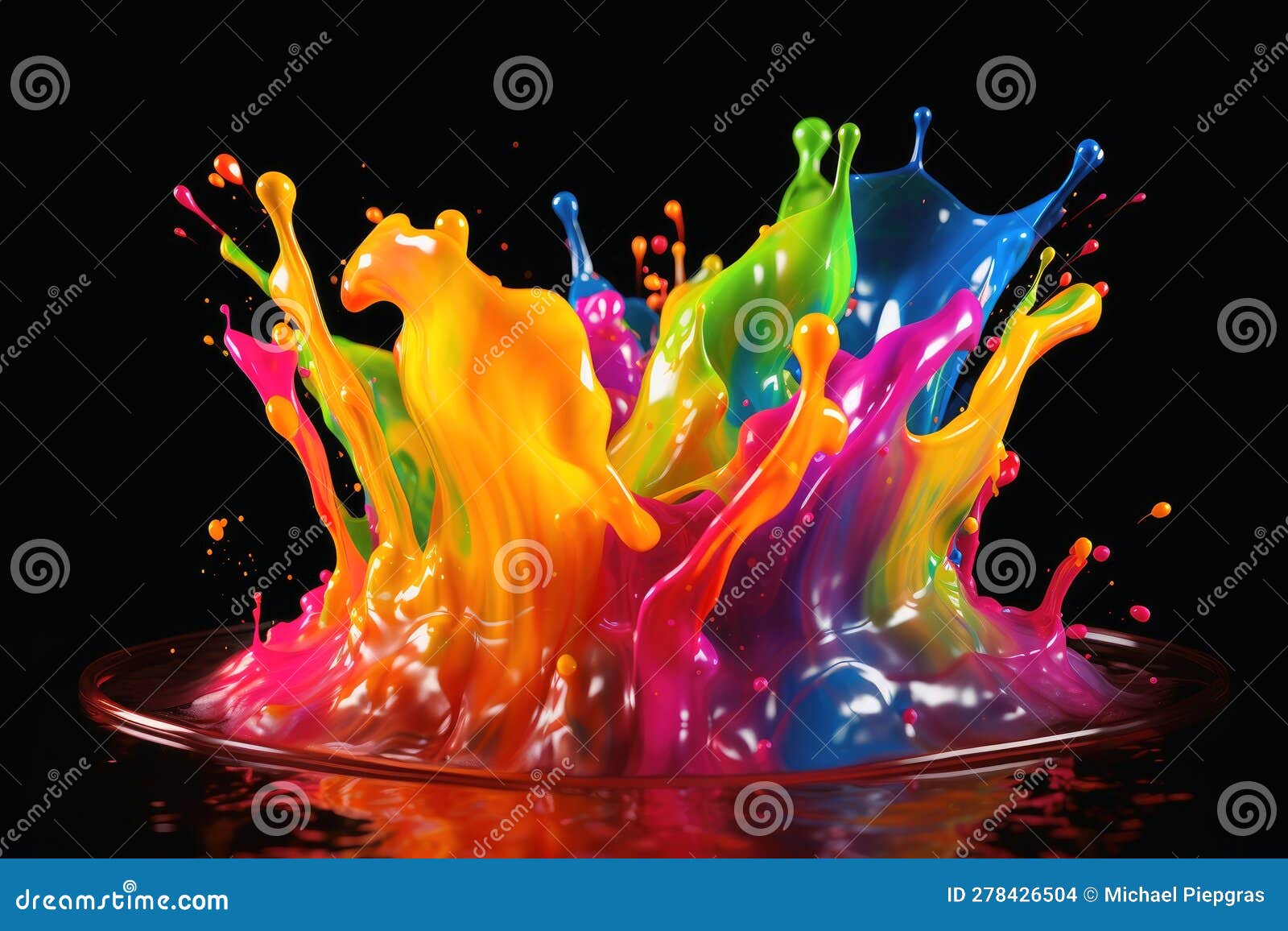 Raindow Colored Liquid Explosion Created with Generative AI Technology ...