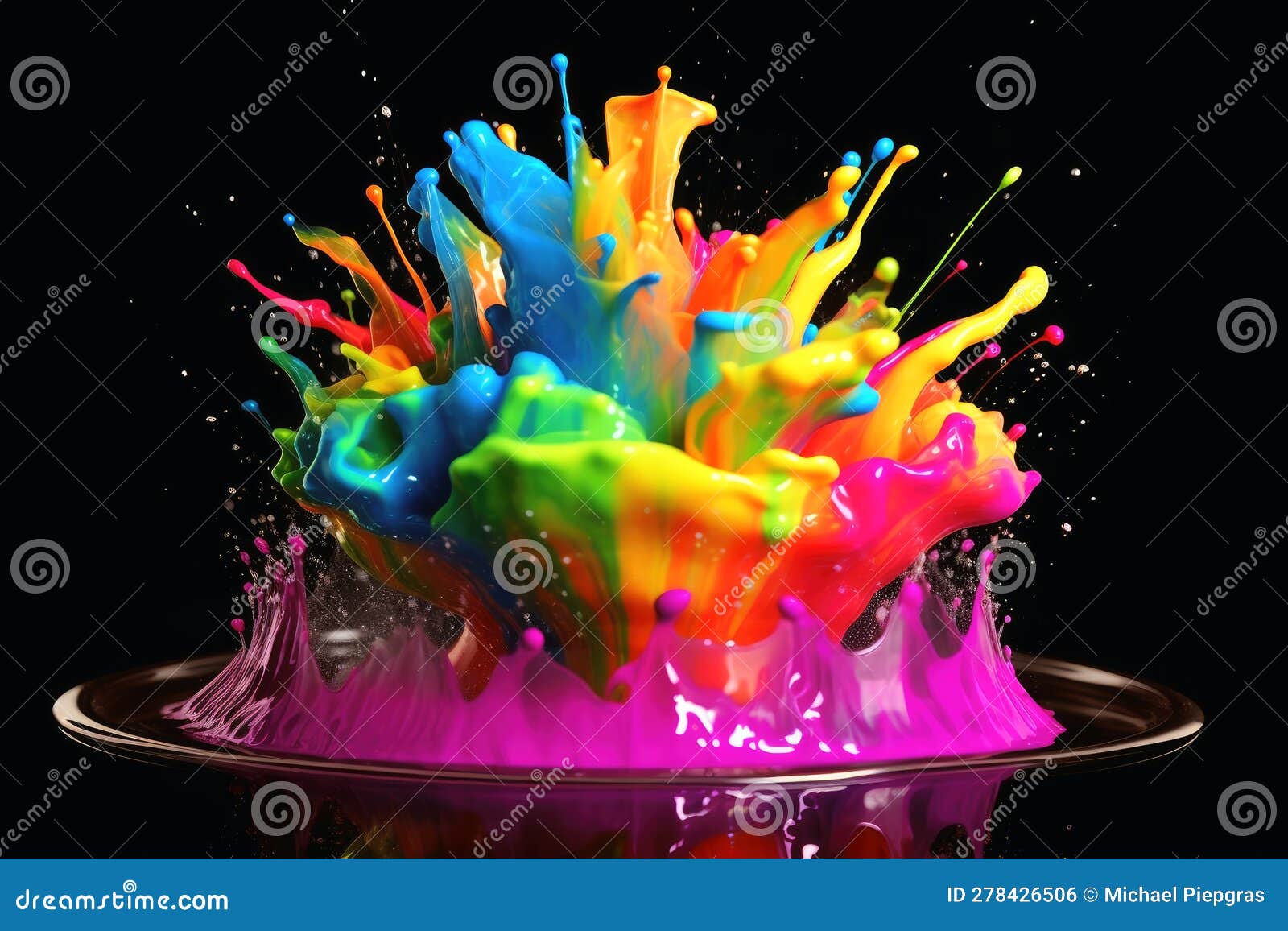Raindow Colored Liquid Explosion Created with Generative AI Technology ...