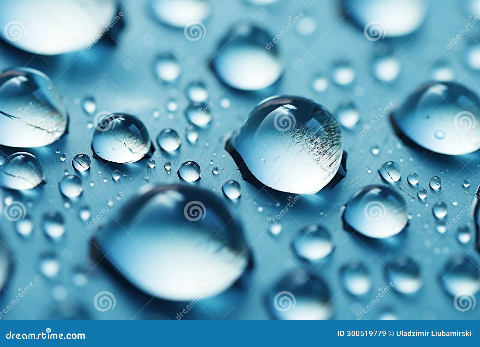 Raindrop on a Blue Surface Close-up. Generated by Artificial Intelligence Stock Image - Image of ...
