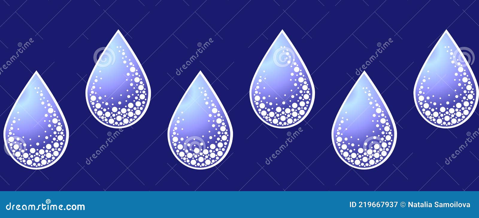 Raindrop Border on Dark Blue Background Stock Vector - Illustration of ...