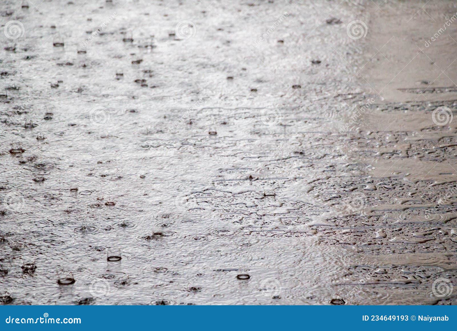 Raindrop on Cement Pavement Floor Stock Image - Image of reflection ...