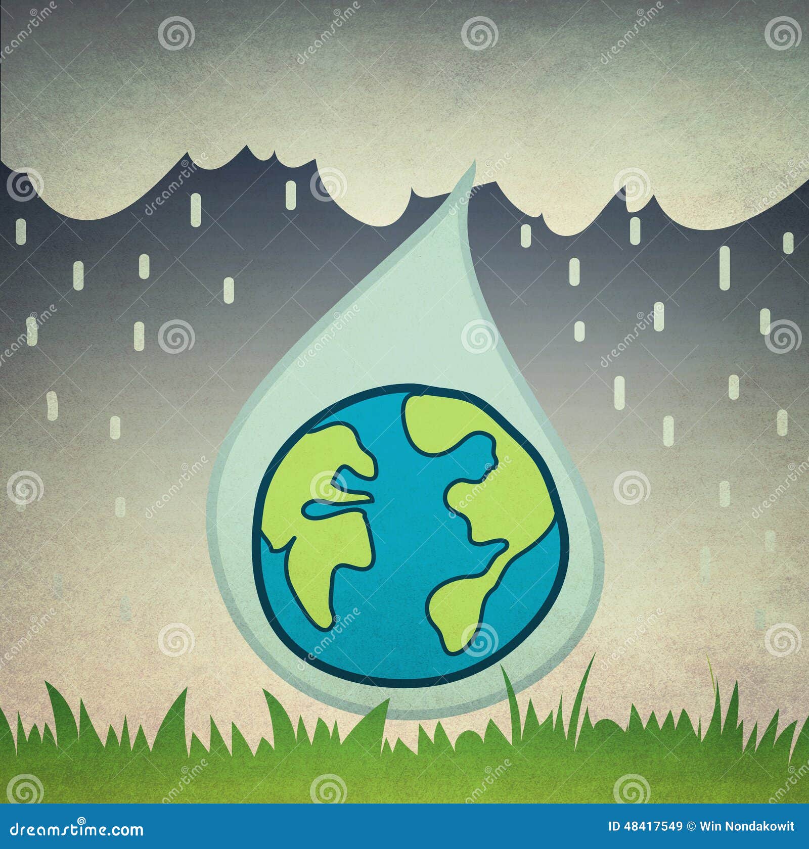 Raindrop on earth stock illustration. Illustration of texture - 48417549