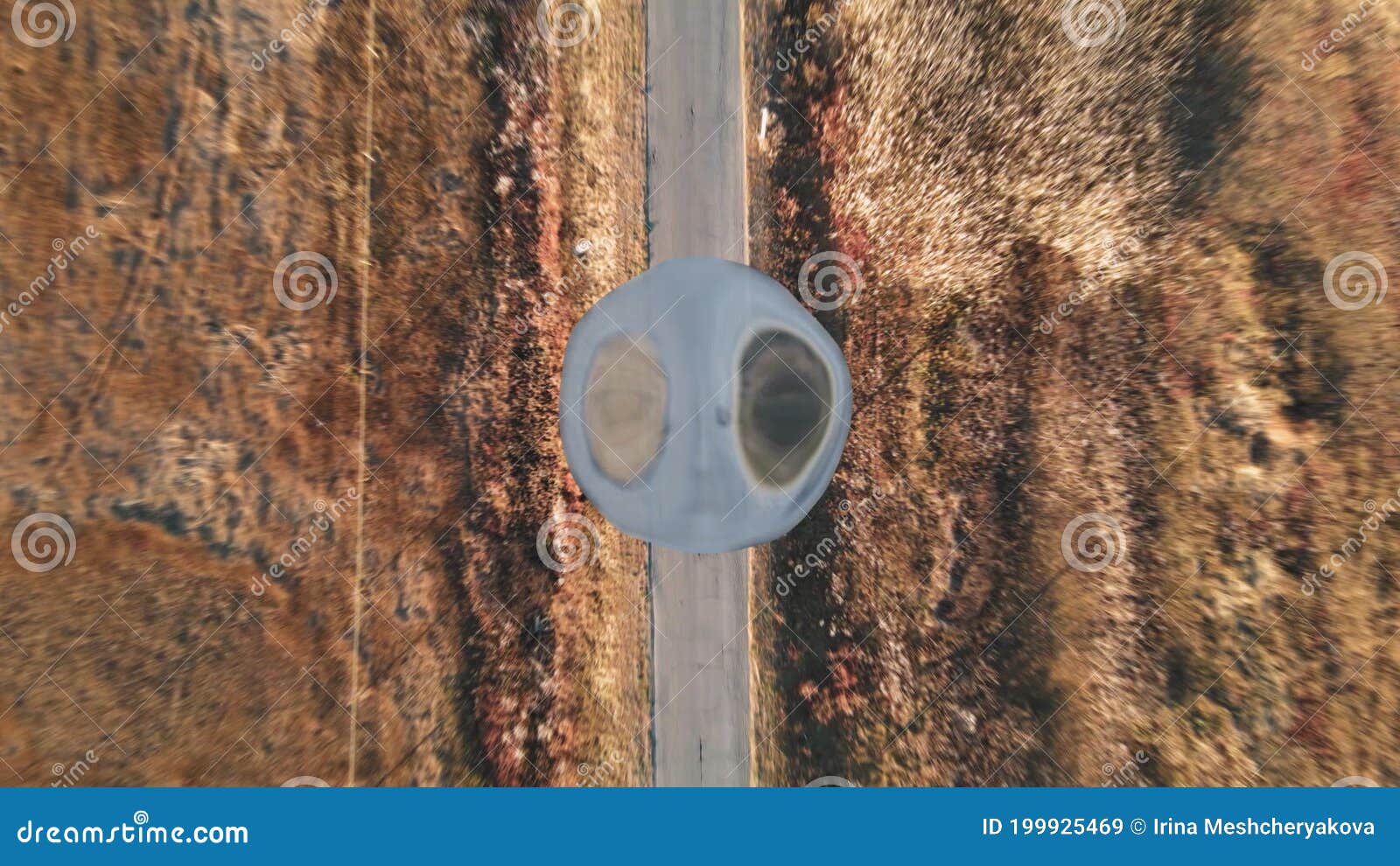 Raindrop is Falling on Ground from Height, View from Above through Drop ...