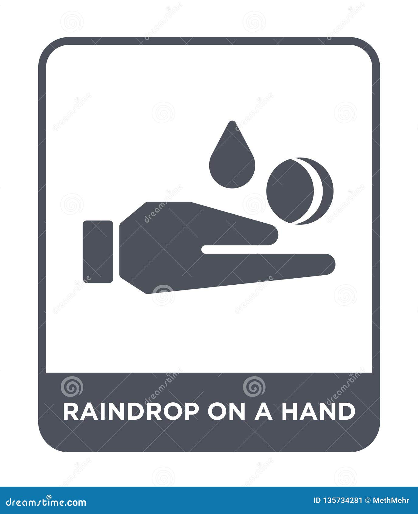Raindrop on a Hand Icon in Trendy Design Style. Raindrop on a Hand Icon ...