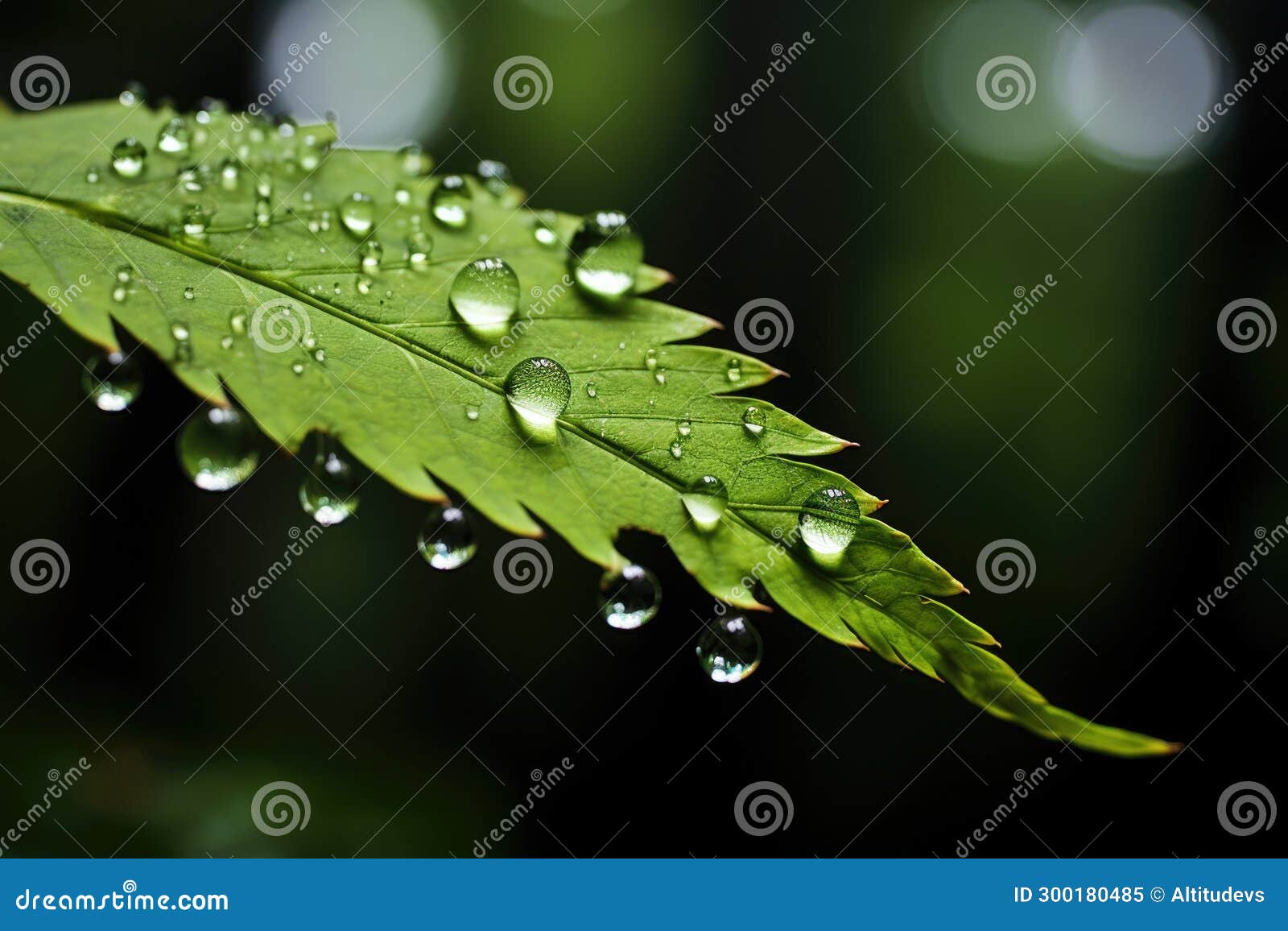 Raindrop on a Leaf Reflecting a Dense Forest Stock Image - Image of ...