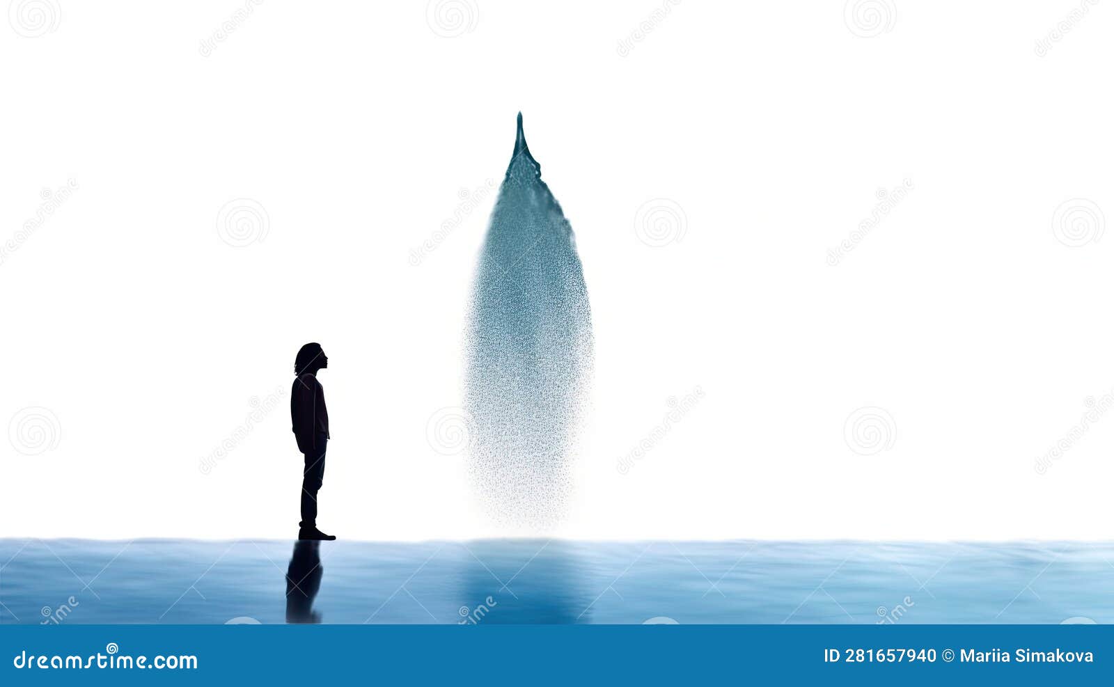 Raindrop and a Man Silhouette Double Exposure Illustration - Generative ...