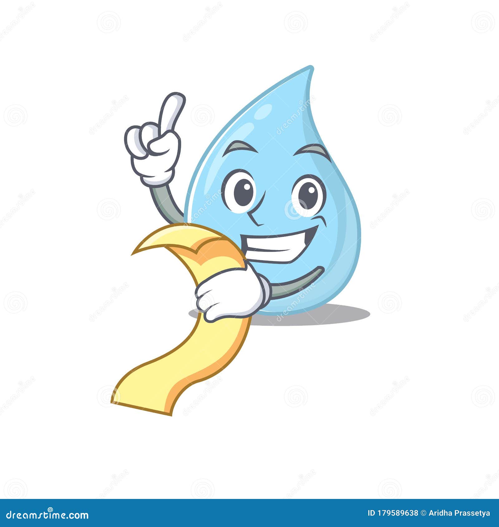 Raindrop Mascot Character Design with a Menu on His Hand Stock Vector ...