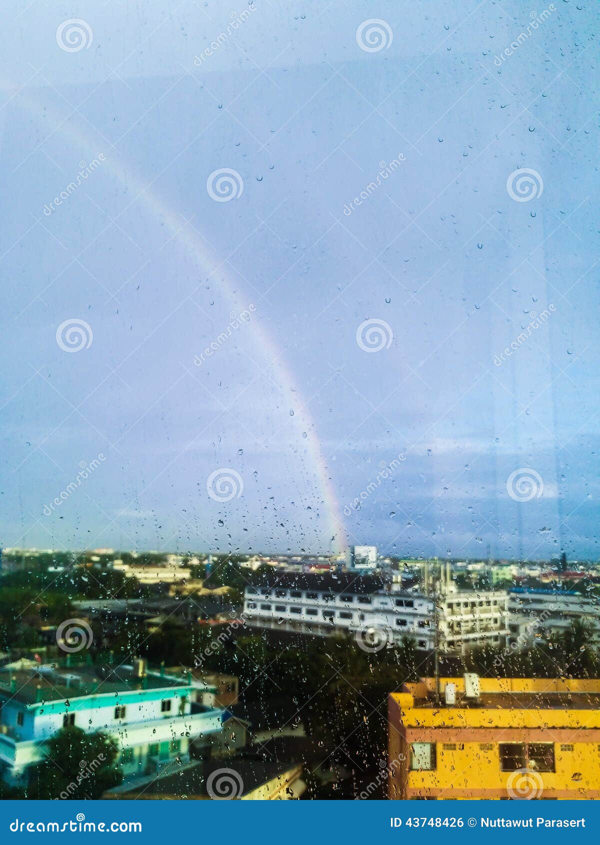 Raindrop on Mirror Rainbow Screen Stock Photo - Image of city, drop ...