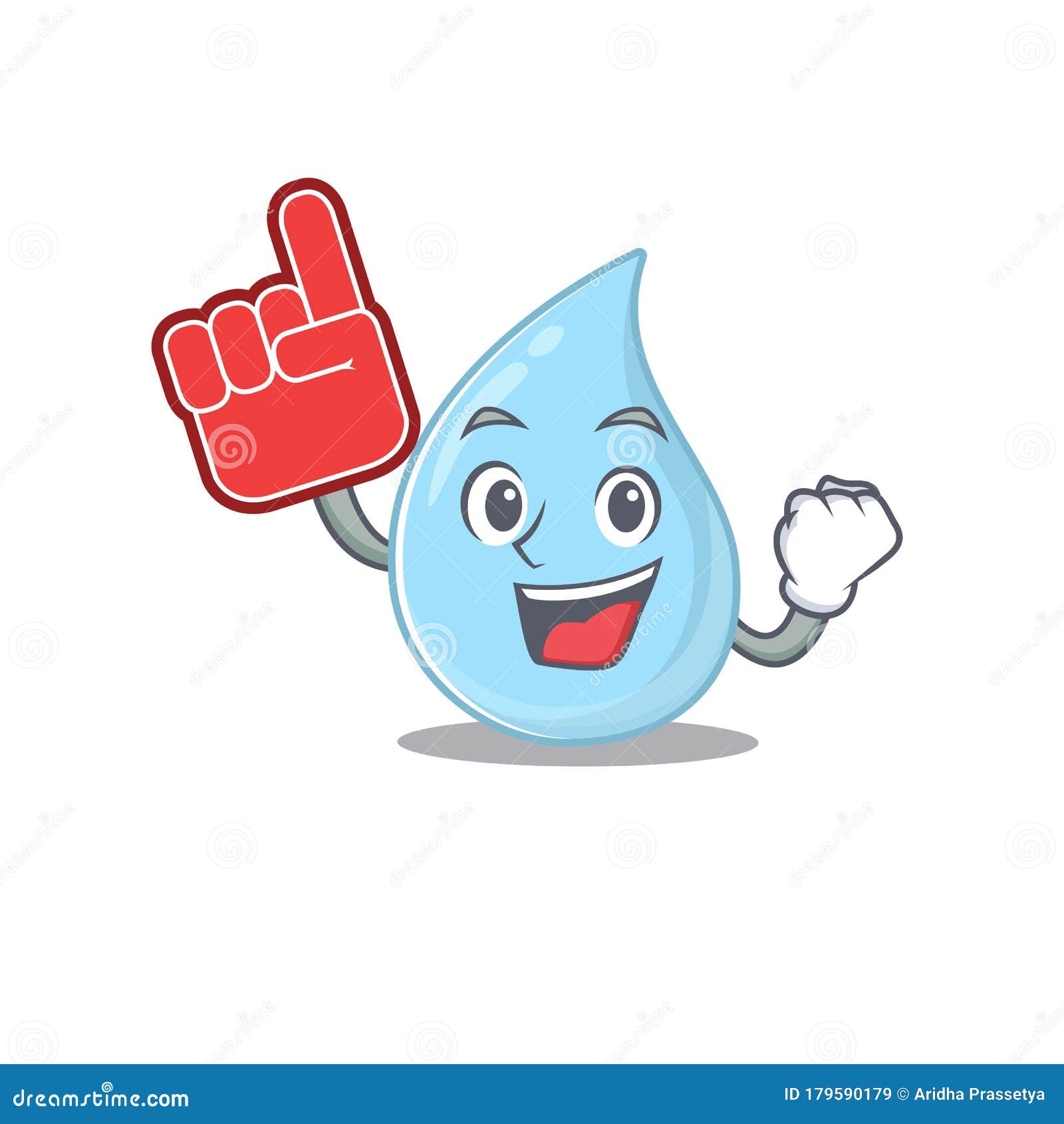 Raindrop Presented in Cartoon Character Design with Foam Finger Stock ...