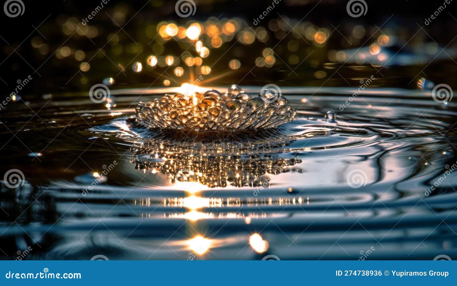 Raindrop Splashing Creates Ripples Natural Beauty Shines Generated by ...