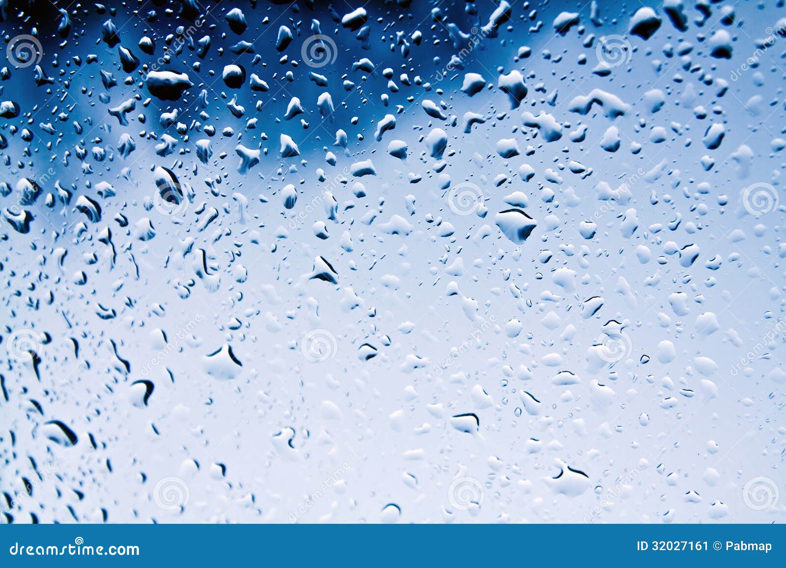 Raindrops on blue glass stock image. Image of blue, clean - 32027161