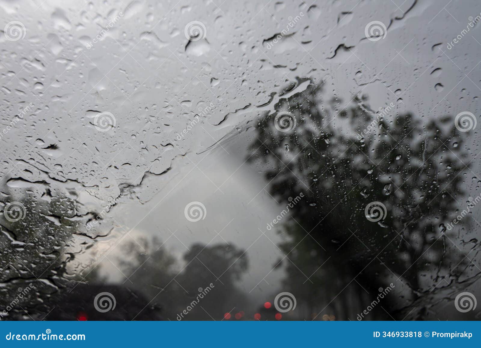 Raindrops on the Car Glass while Driving through Heavy Rain and Storm ...