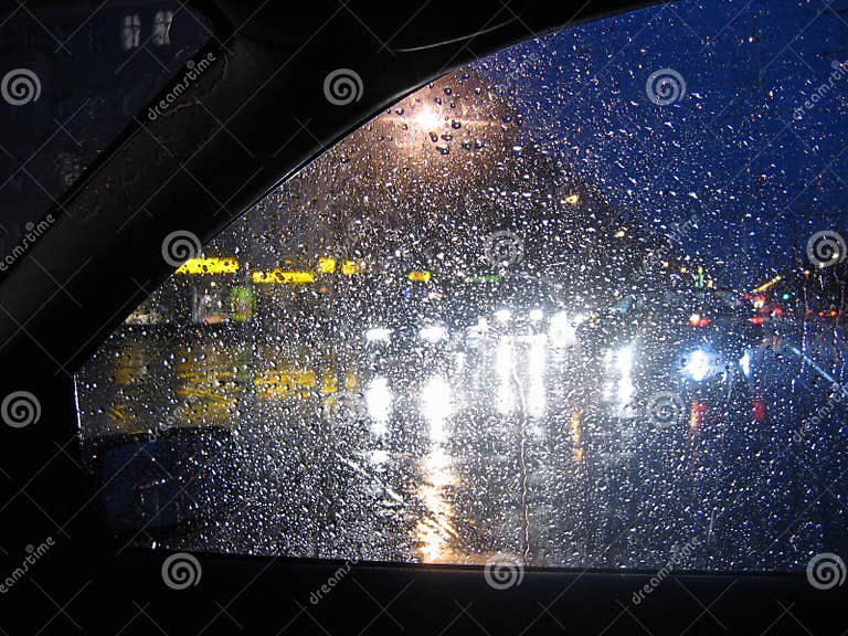 Raindrops on car window stock photo. Image of transportation - 1159956