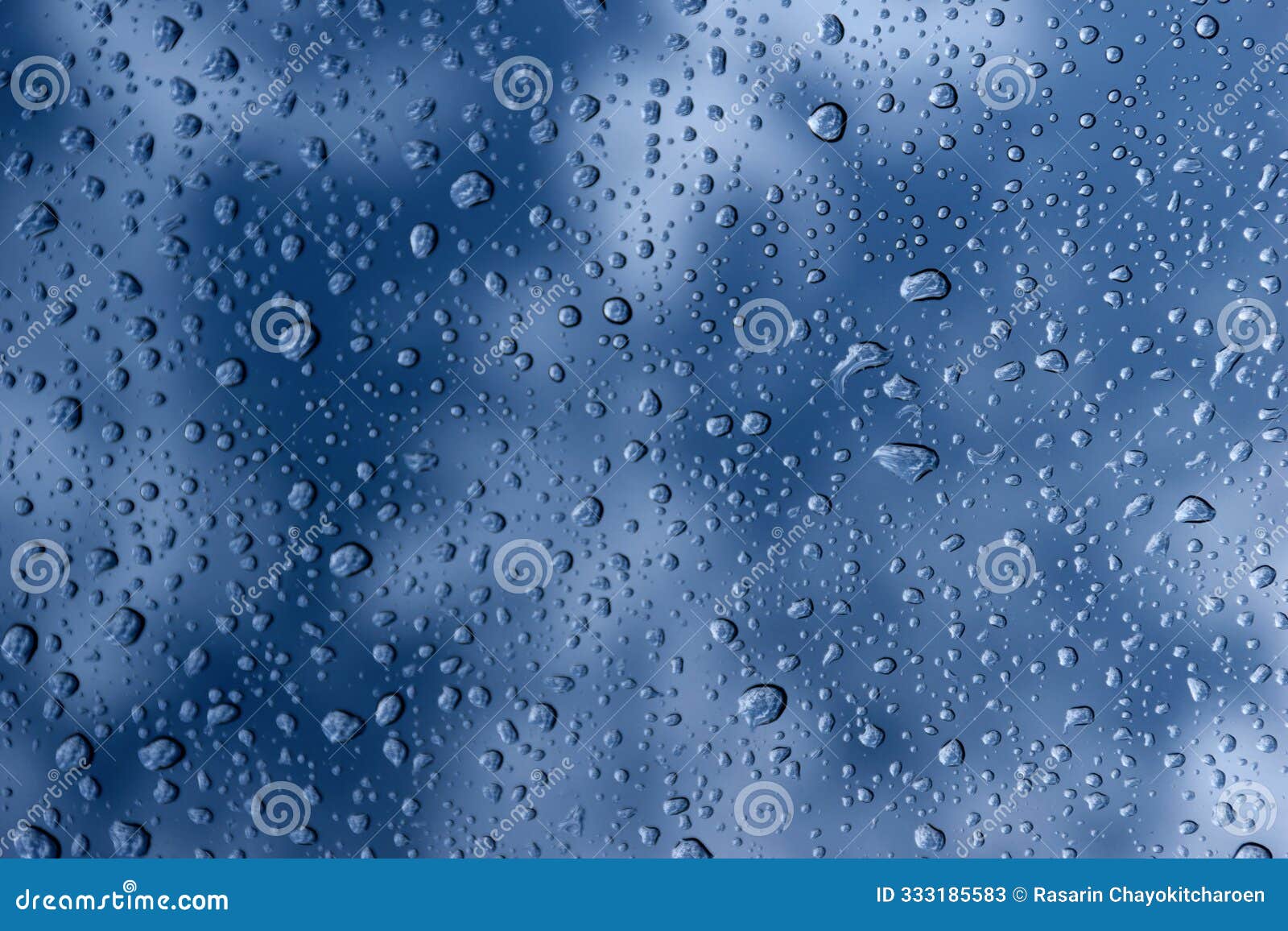 Raindrops on Car Windshield, Cloudy Sky Background Stock Image - Image ...
