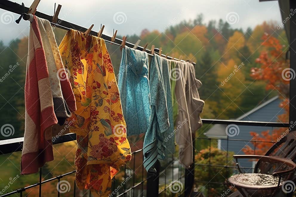 Raindrops on Clothes Drying after a Sudden Shower Stock Image - Image ...