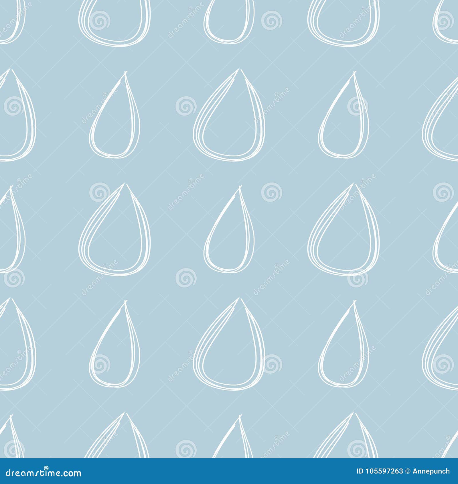 Raindrops Drawn by Hand. Seamless Pattern with Rain Drops Stock Vector ...