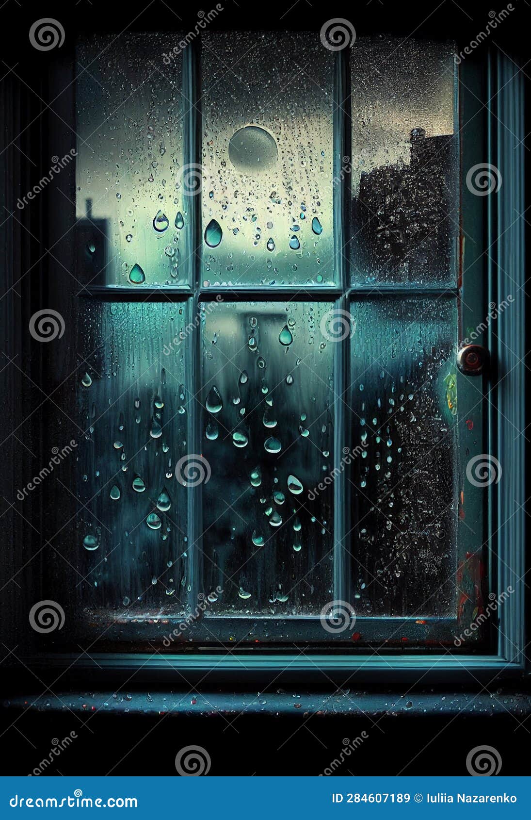 Raindrops Drip Down the Window. AI Generated Stock Illustration ...