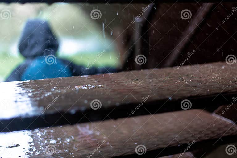 Raindrops Dripping on the Steps. Brown Steps. Stock Image - Image of ...