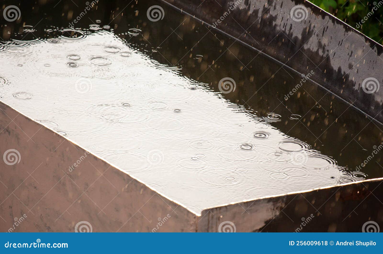 Raindrops Fall on the Surface of the Water in the Pool. Stock Photo ...
