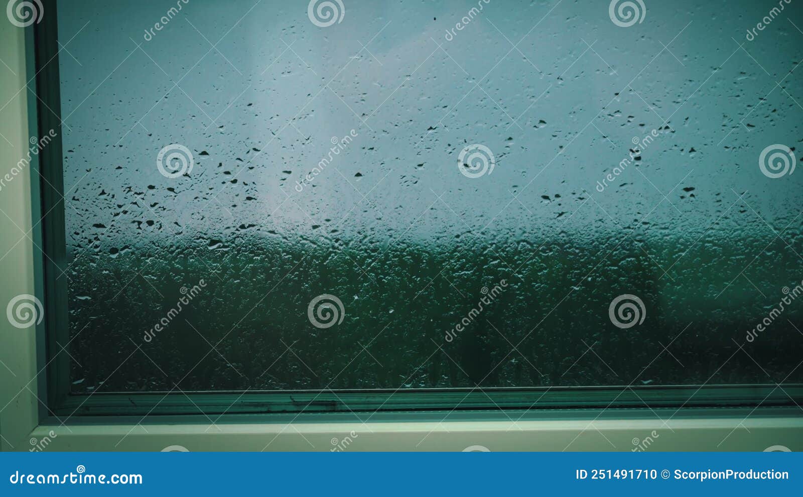 Raindrops Fall on the Window and Window Sill, Flowing Down Stock ...